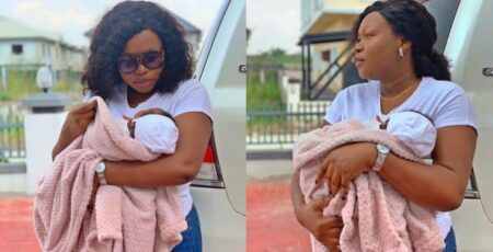 Actress Ruth Kadiri Ezerika steps out with her baby daughter (Photos)