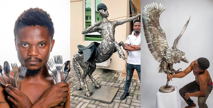 Meet Nigerian artist who makes amazing sculptures using spoons and ...