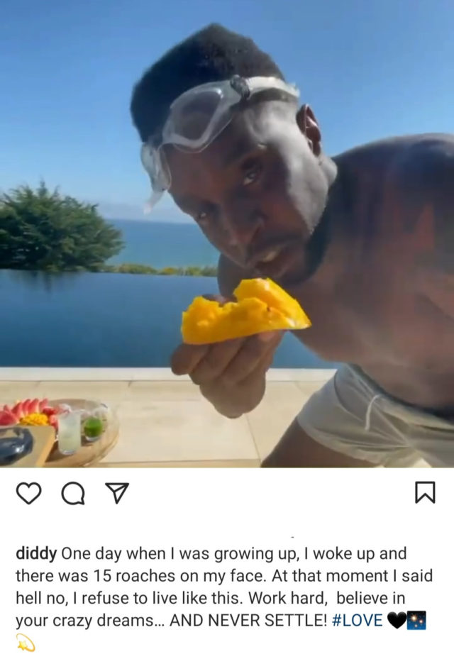 Rapper Diddy recounts a "cockroach" experience and why he swore never ...