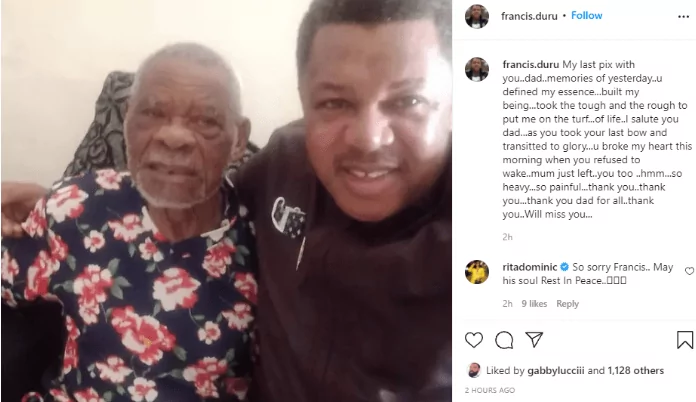 Nollywood Actor, Francis Duru’s Father Is Dead