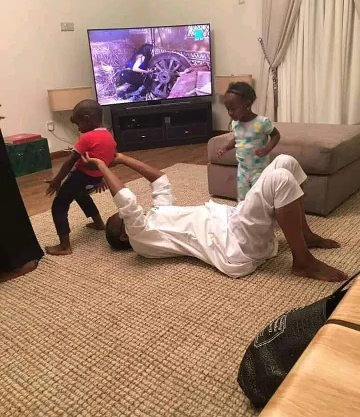 Moment Gov. El-Rufai goes acrobatic with grandchildren in parlour play ...