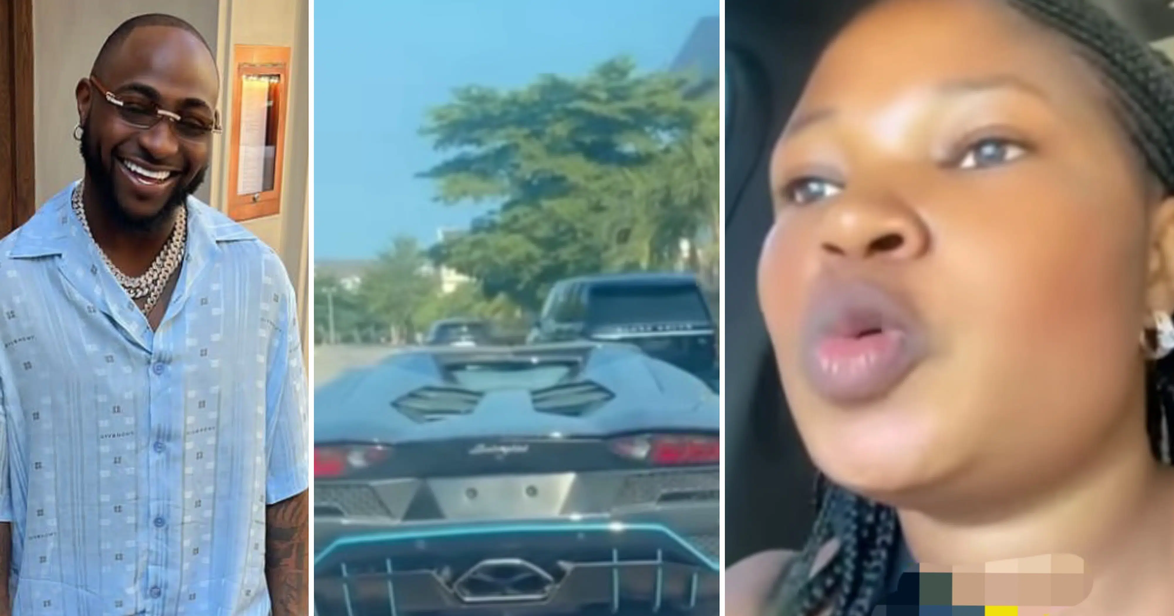 "Davido is not in town, who is driving his lambo?" - Lady cries out