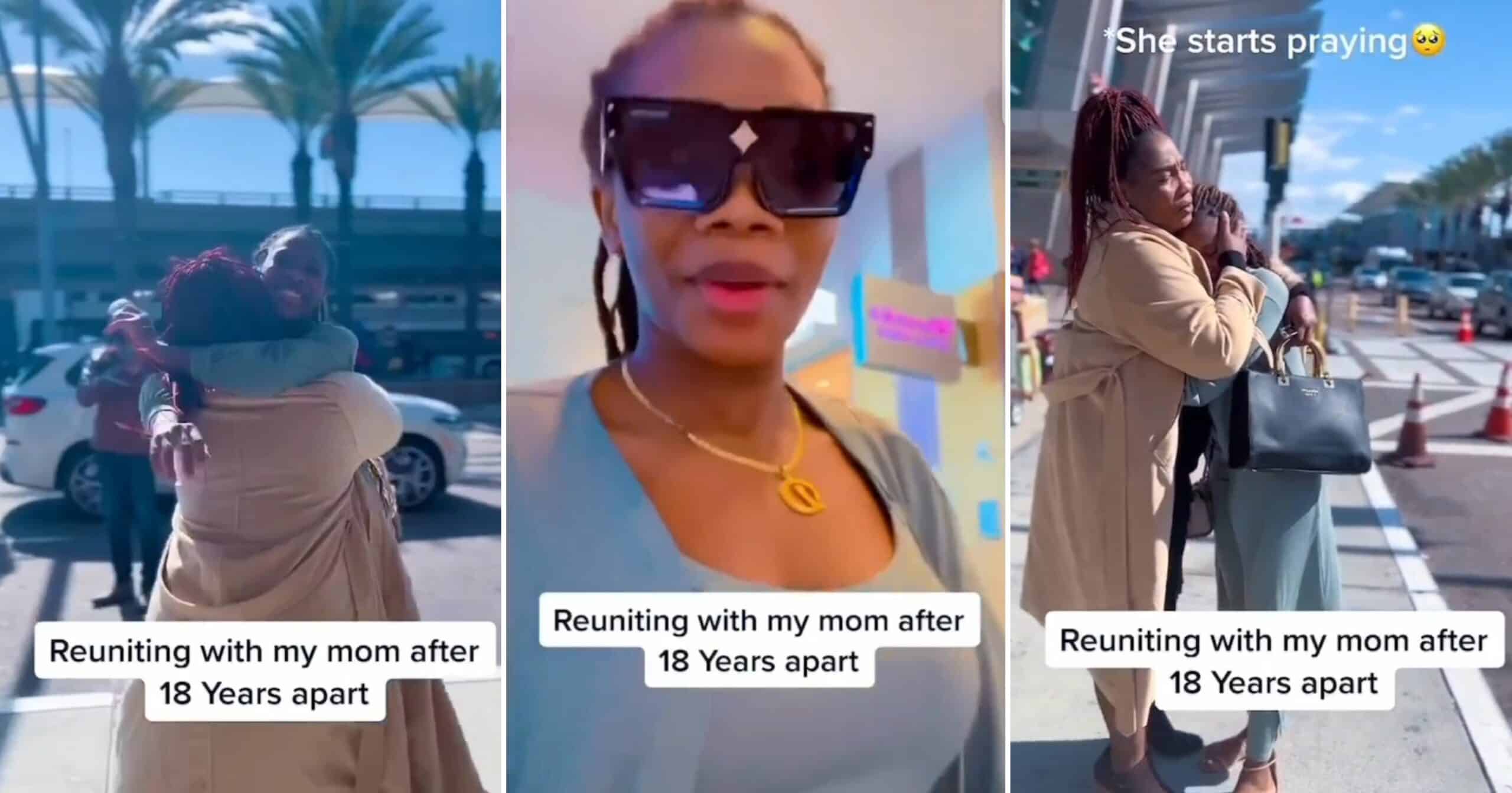 Emotional moment lady reunited with her mum after 18 years
