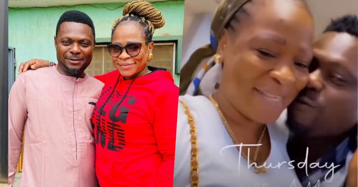 Kunle Afod shares kiss with wife, Desola days after she announced ...