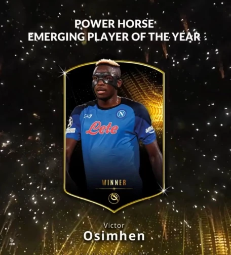Victor Osimhen wins ’emerging player of the year’ award at 2022 Globe ... Victor Osimhen wins ’emerging player of the year’ award at 2022 Globe ...