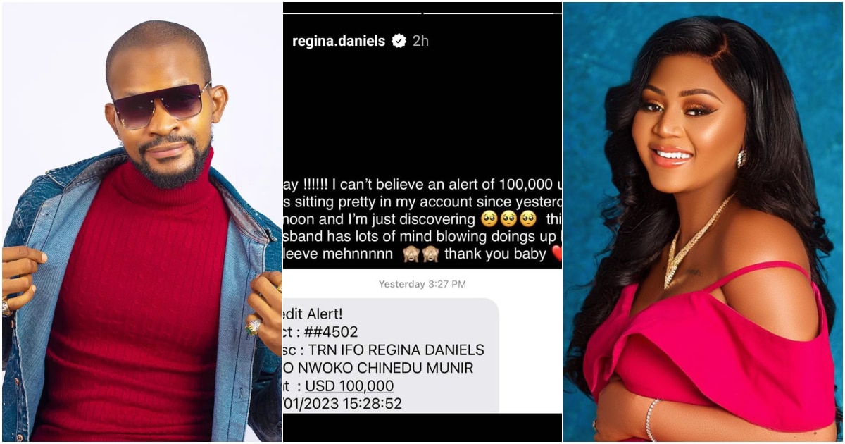 Unnecessary show off - Regina Daniels dragged for flaunting $100K alert from husband