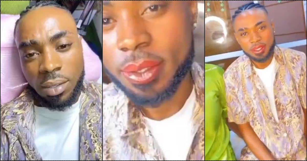 Man stirs reactions after getting pink lips procedure (Video)