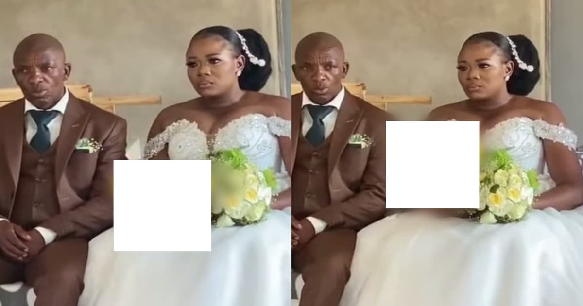 "I married my best friend don dey vex" – Reactions trail video of couple frowning on wedding day