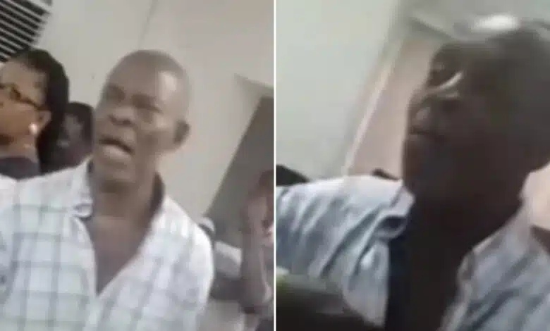 82-year-old man creates scene in bank (Video)
