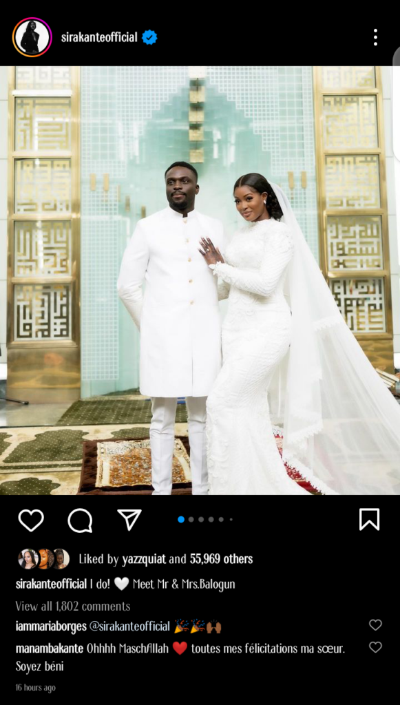 Davido's former girlfriend, Sira Kante, ties the knot with Nigerian