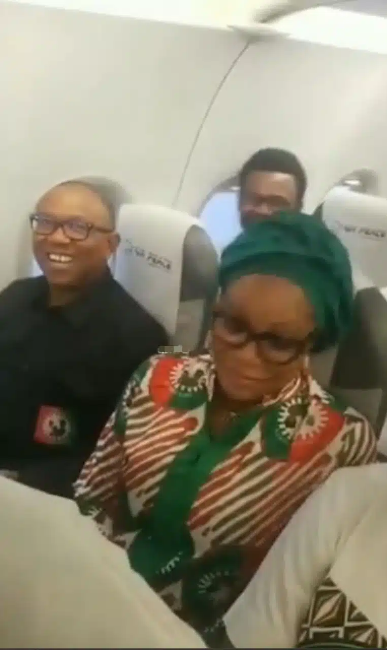 Peter Obi hailed as he flies economy with his wife and campaign team ...