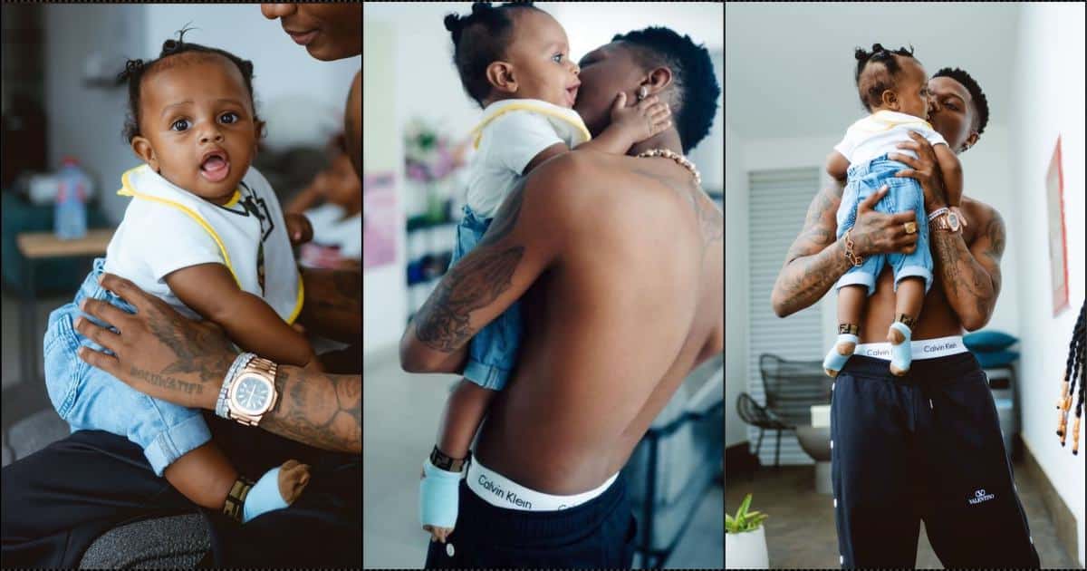 Wizkid shares adorable photos of his newborn son