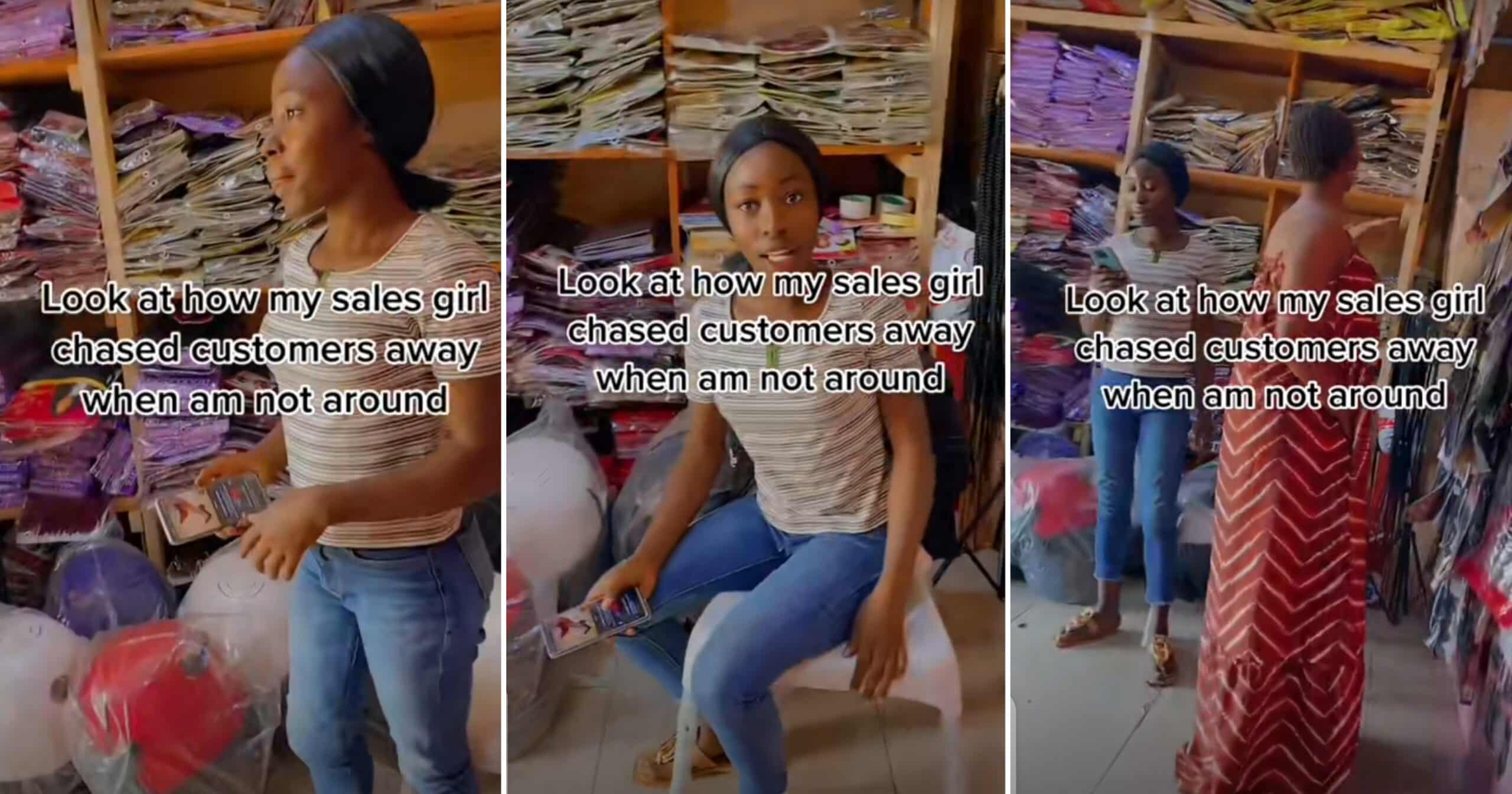 Nigerian woman shares video of sales girl chasing away customers