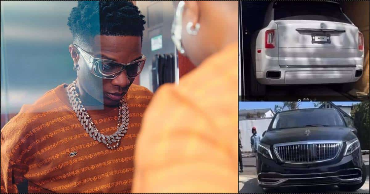 Wizkid takes delivery of two new cars, Rolls Royce Cullinan, Maybach Bus