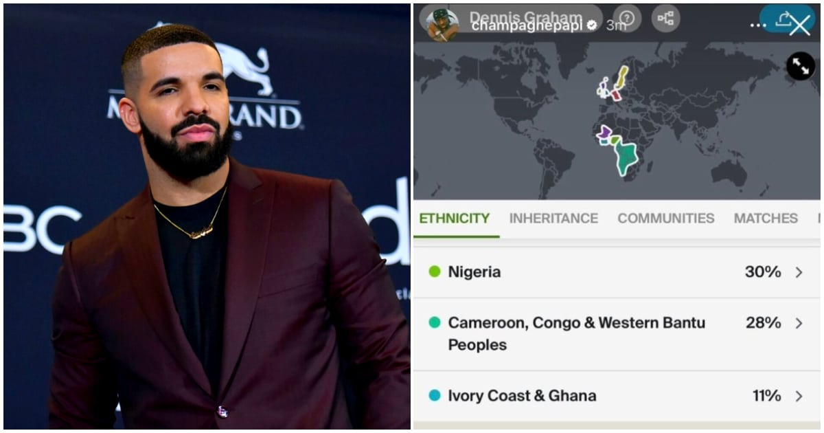"Does it mean I'm a Naija man?" - Drake quizzes as DNA shows he's 30% ...