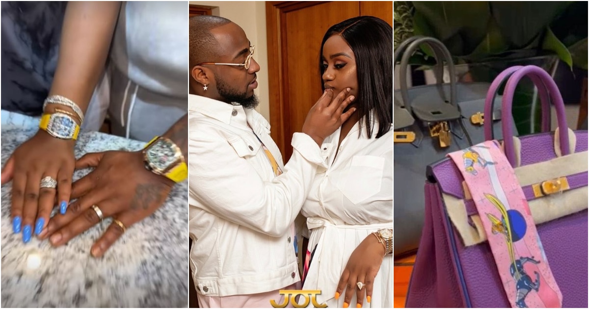 Davido showers Chioma with 4 customized designer bags, Richard Mille ...