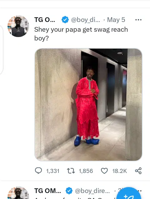 “The swag is not swagging” — TG Omori’s recent outfit stirs reactions