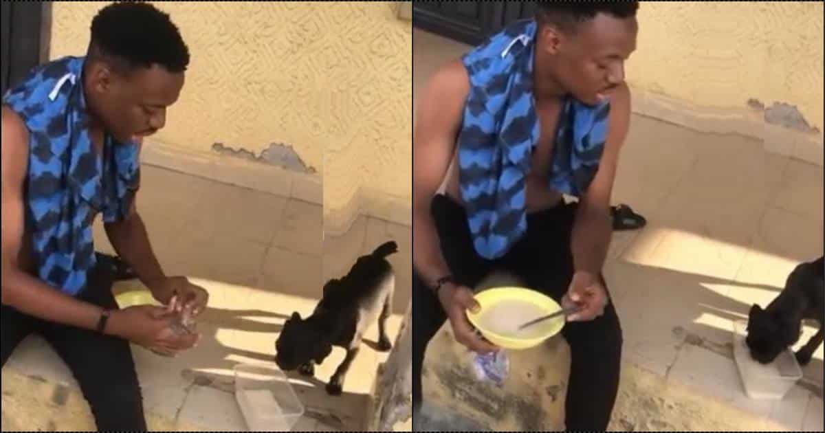 Struggling man appreciates his dog for being understanding and drinking ...