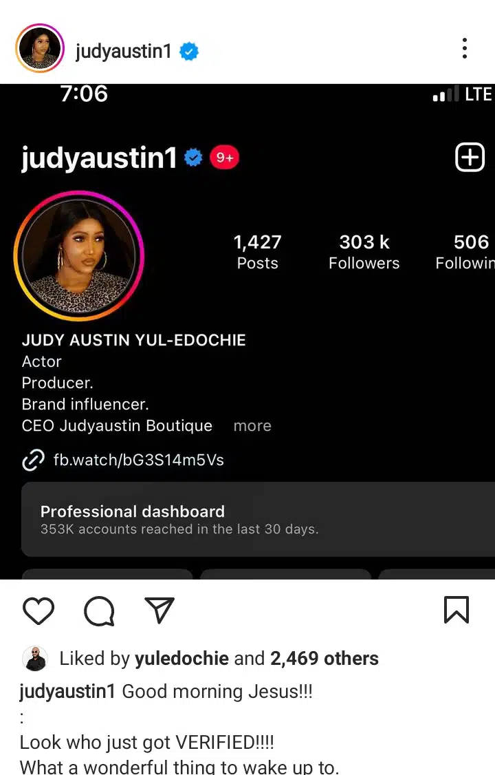 Judy Austin jumps for joy as she gets verified on Instagram