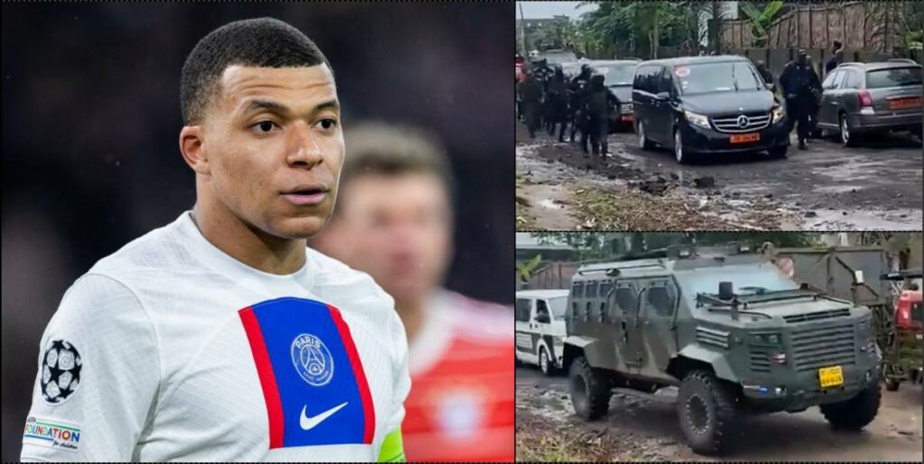 Kylian Mbappe moves around Cameroon with armored tank, heavy security
