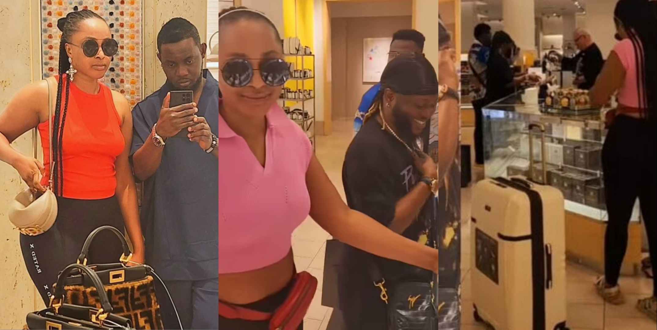 Olu Maintain treats Ayo Makun’s wife, Mabel to shopping spree in Atlanta following house fire