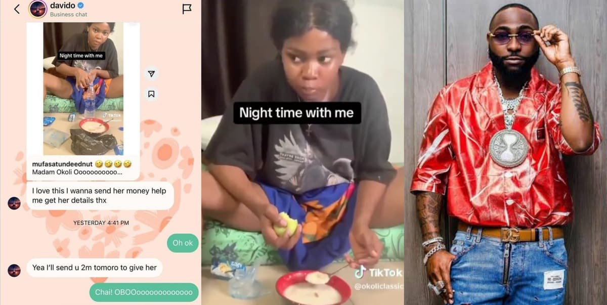 Lady gets ₦2m from Davido for drinking Garri with apple, biscuits