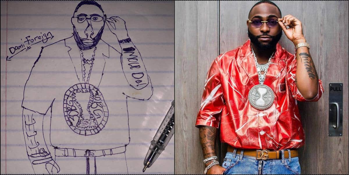 Fan draws a spectacular portrait of Davido, netizens react