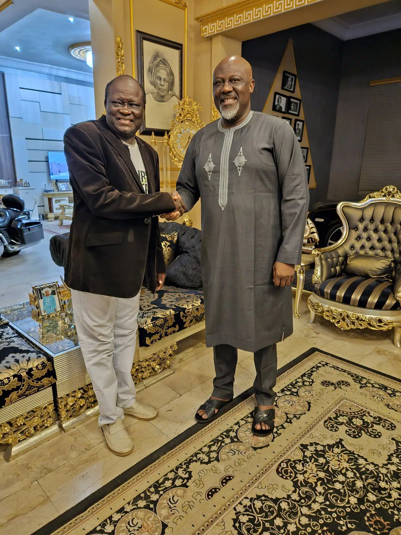 Photo trends as Ilebaye's dad meets Dino Melaye