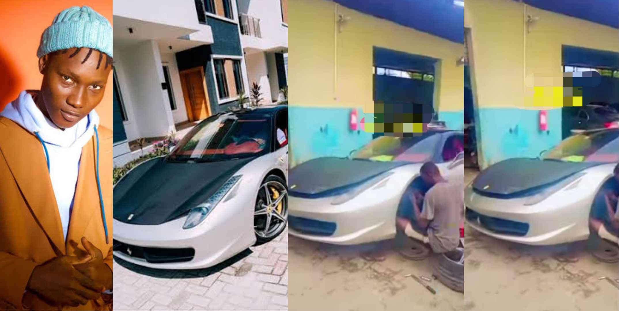 Fans react as car suspected to be Zinoleesky's Ferrari is seen at ...