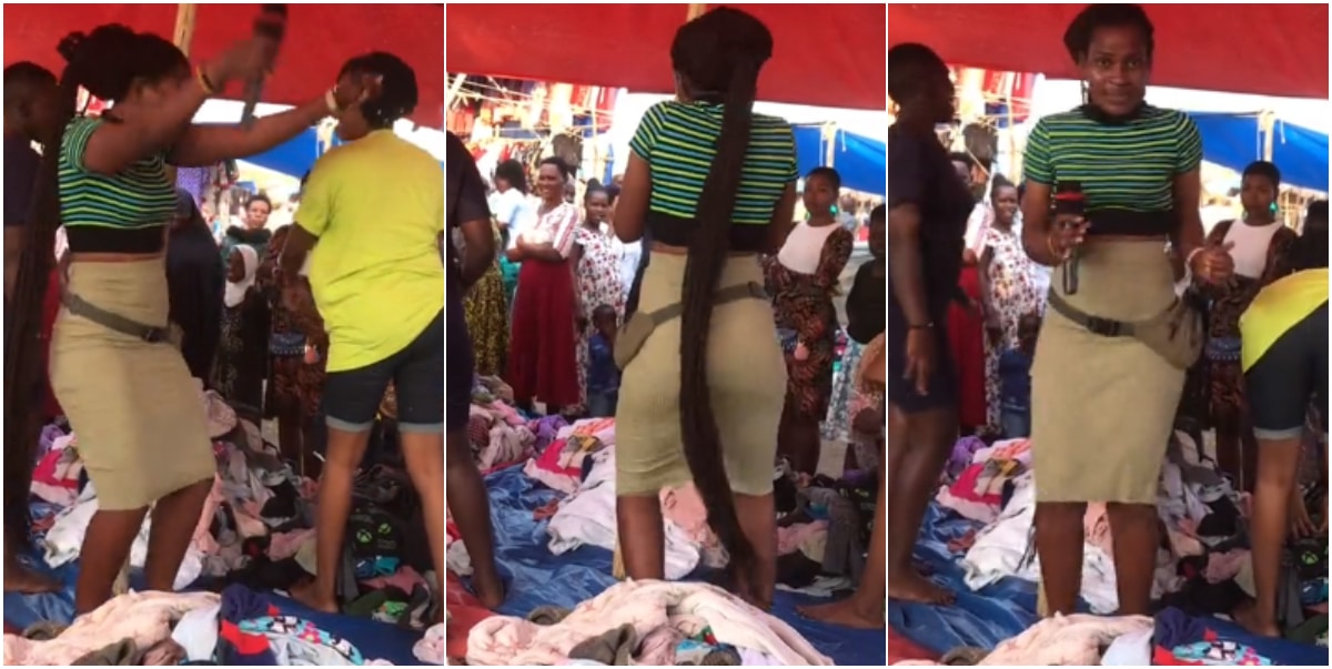 Lady selling second hand clothes in market causes buzz as she sings ...