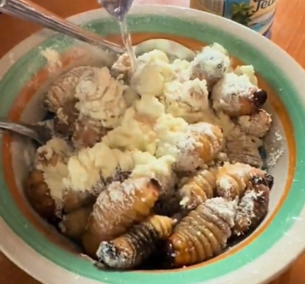 Man eats 'live' edible worms with milk