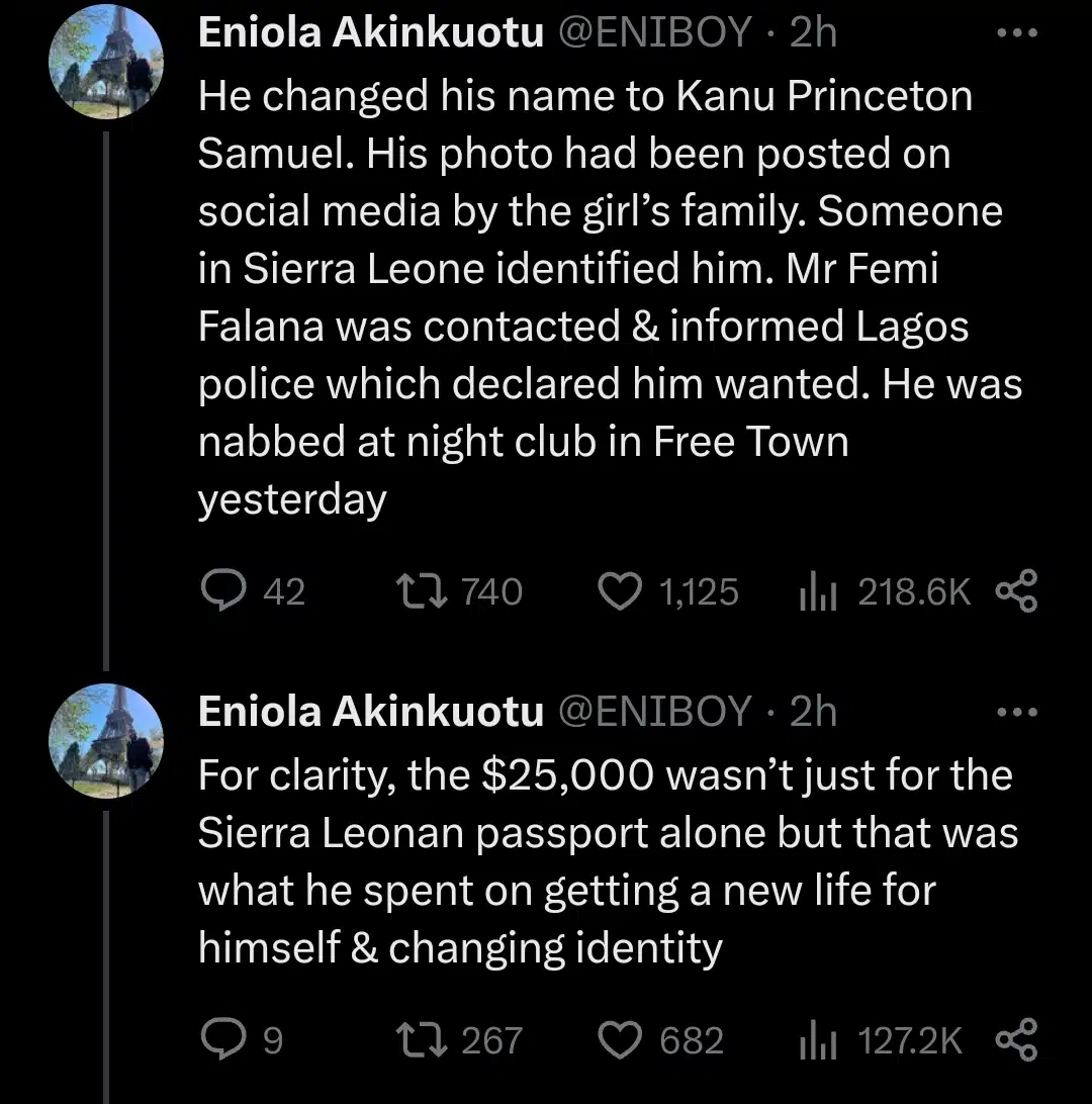 Killaboi arrested in Sierra Leone over murder of girlfriend, Augusta