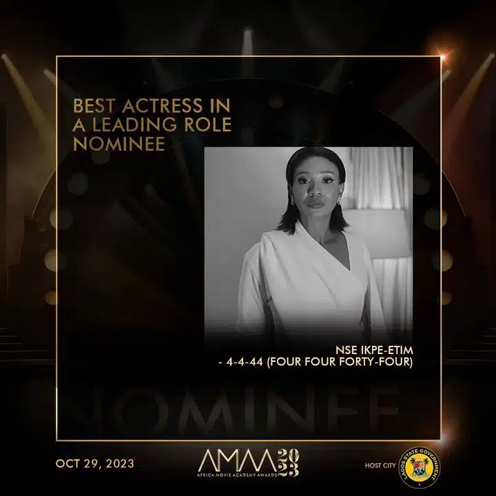 Nse Ikpe-Etim becomes first Nigerian to win AMAA's best lead actress after four years