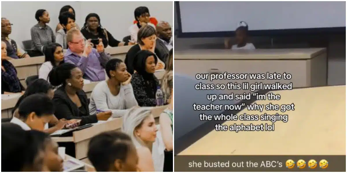 "Whose baby is this? - Little kid causes buzz as she climbs lecture ...