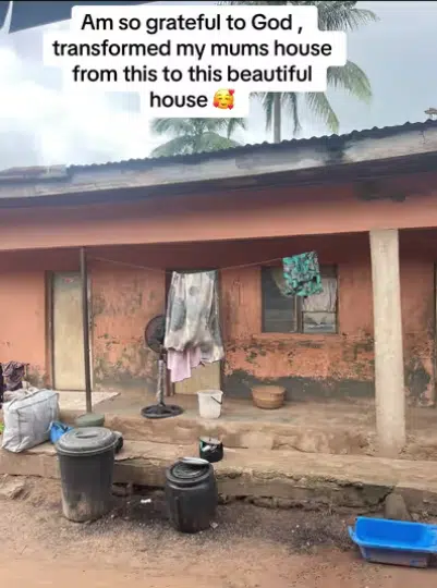 Nigerian lady melts hearts as she transforms her mother's old house ...