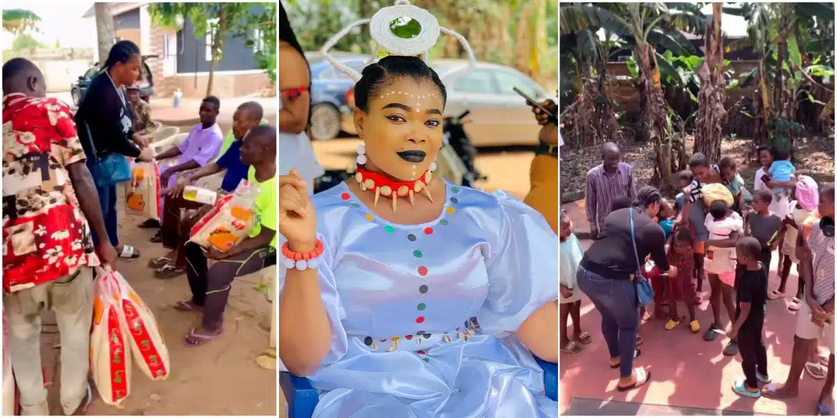 Ruby Orjiakor puts smiles on the faces as she shares bags of rice ...