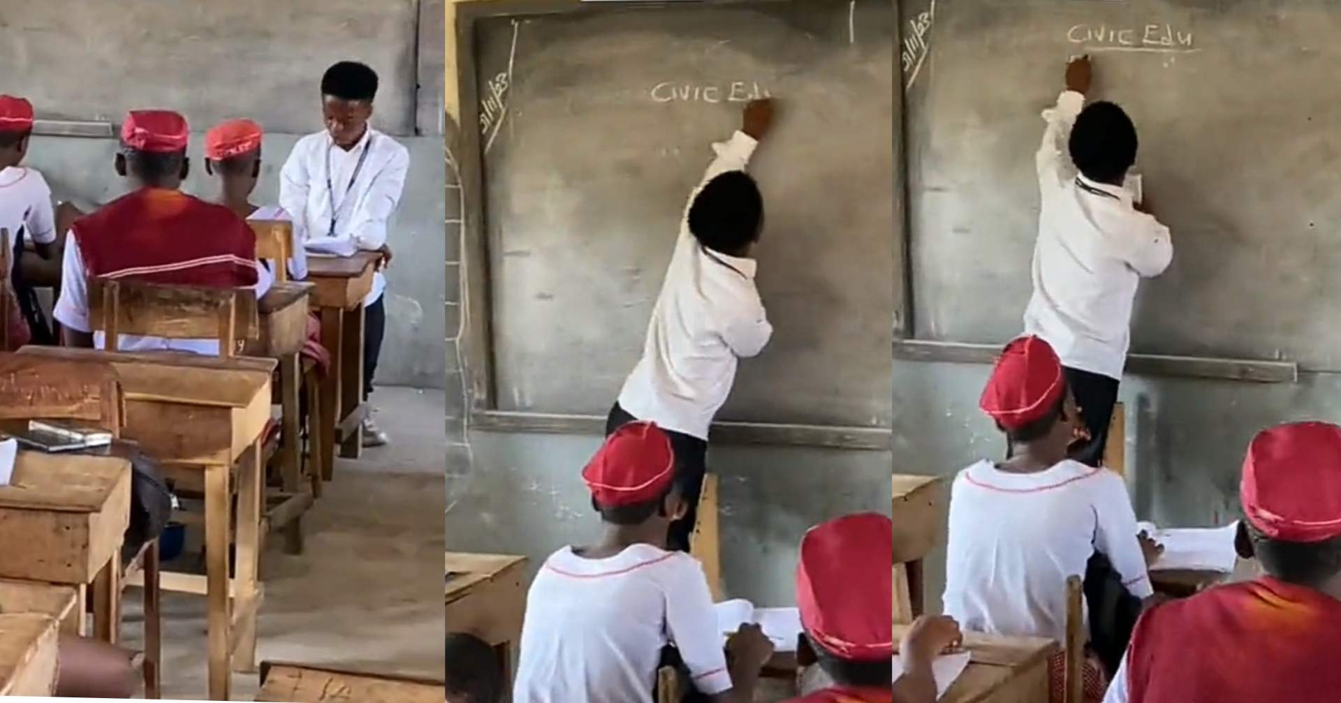 "In short, you dey try" – Teacher shows how he writes on the board ...