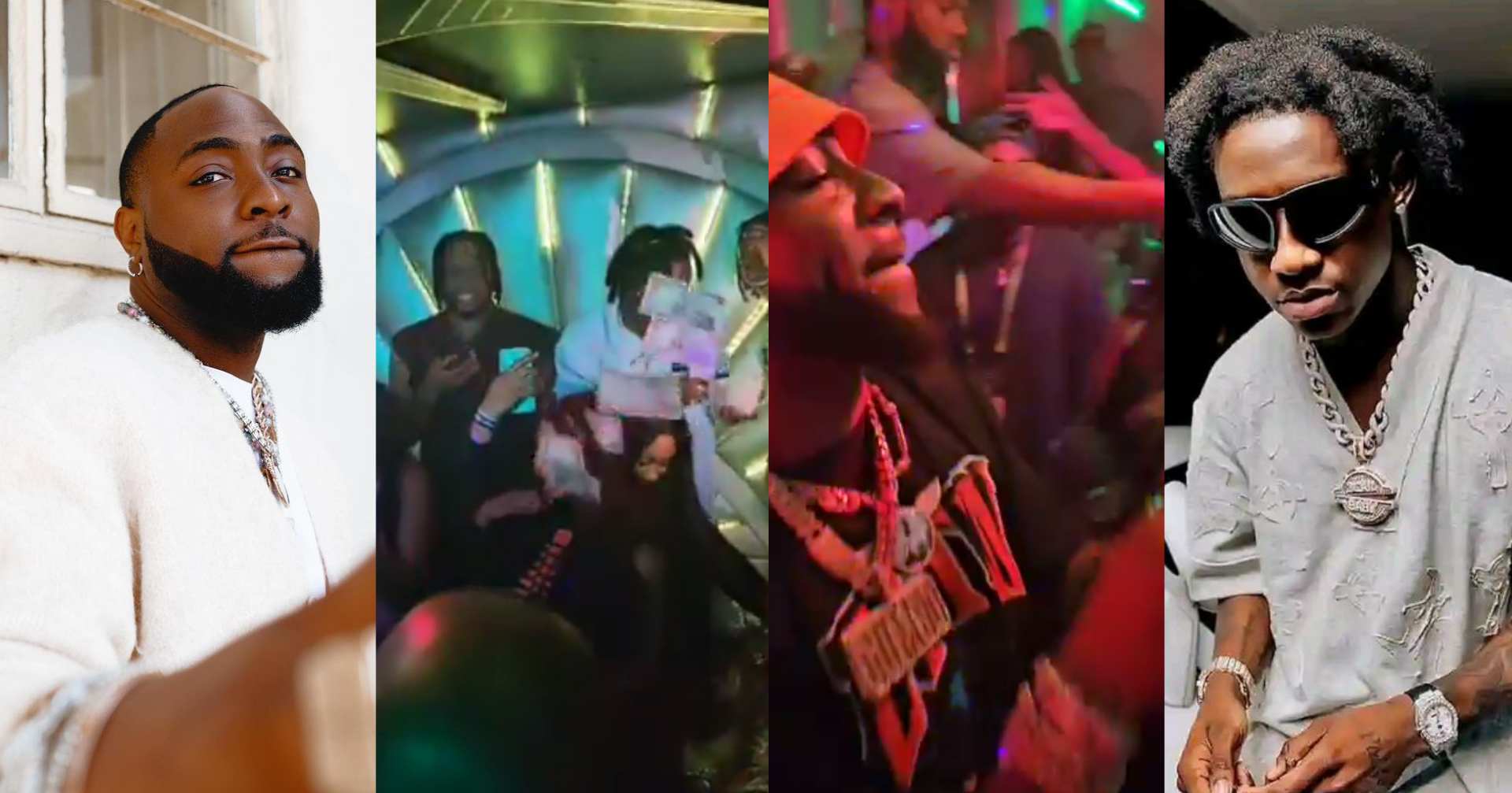 Moment Davido and Shallipopi spray money at each other