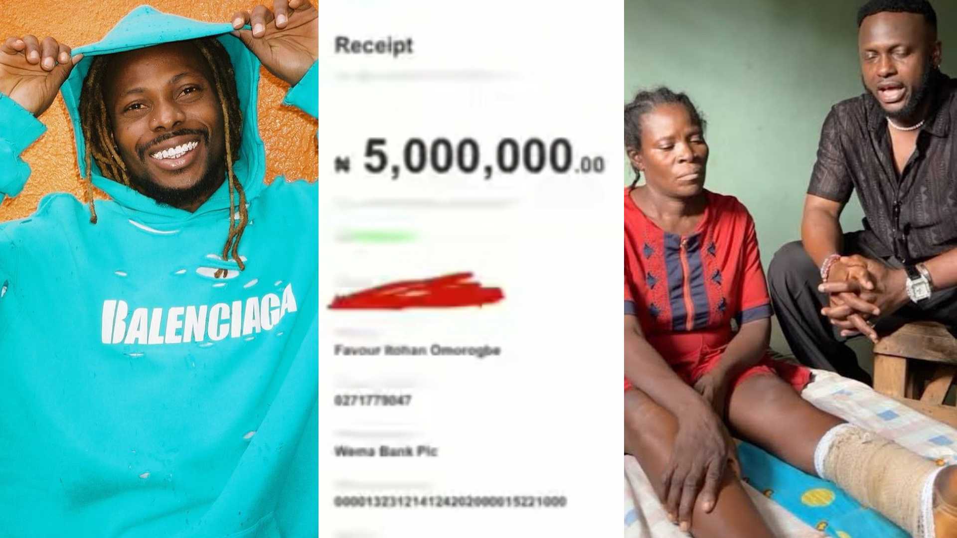Asake gets dragged for donating only N5M to ailing policewoman