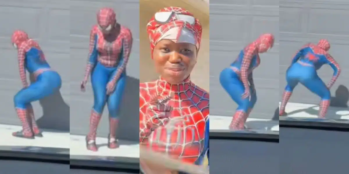 Lady showcases impressive dance moves in Spider-Man suit