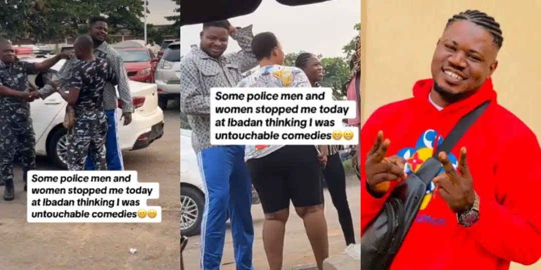Moment police, passersby confuse man for Untouchable Comedies