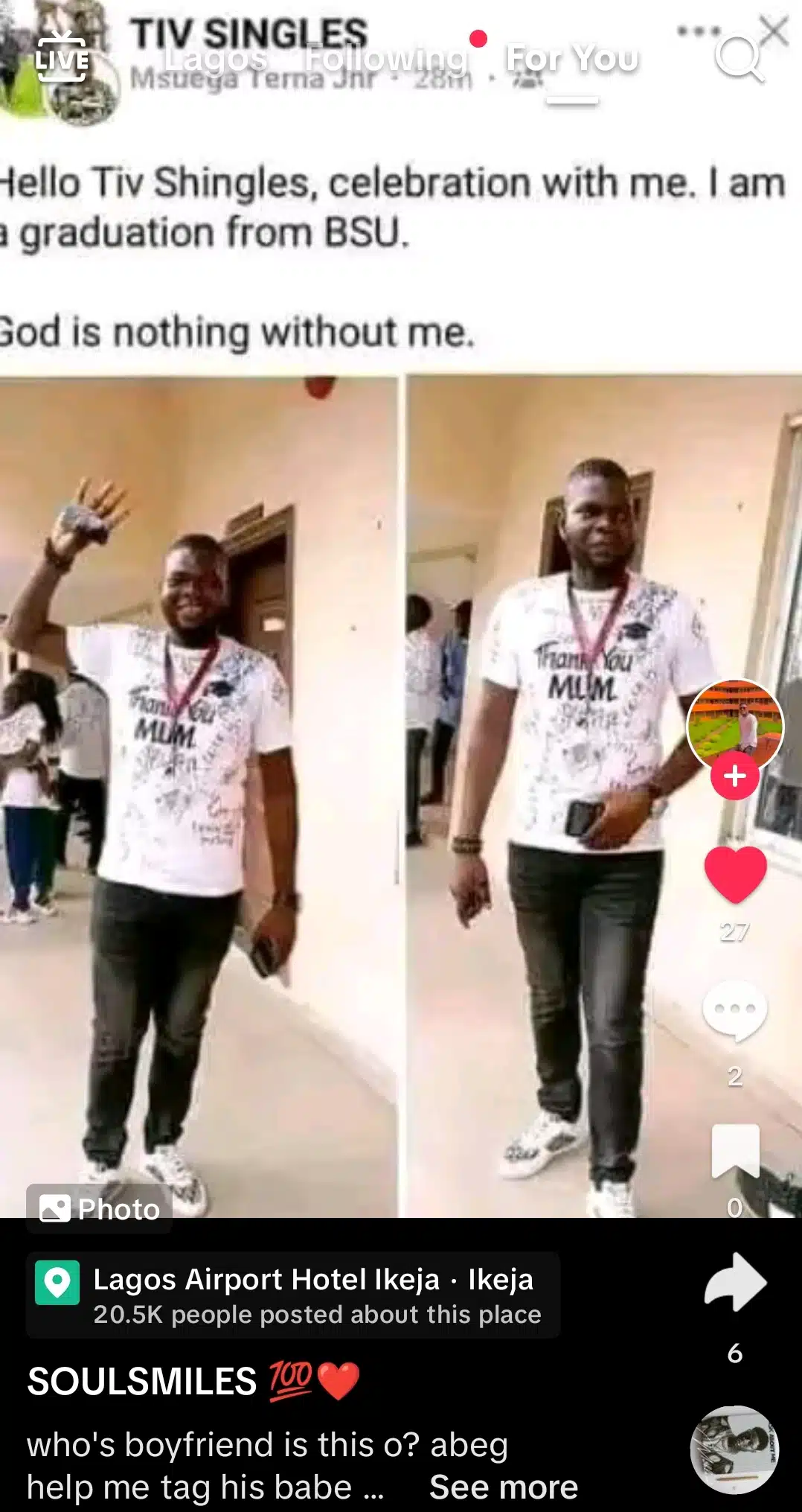 Nigerian man's hilarious graduation announcement goes viral