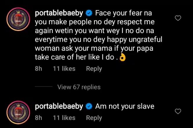 Portable drags wife, Bewaji to filth as they clash online