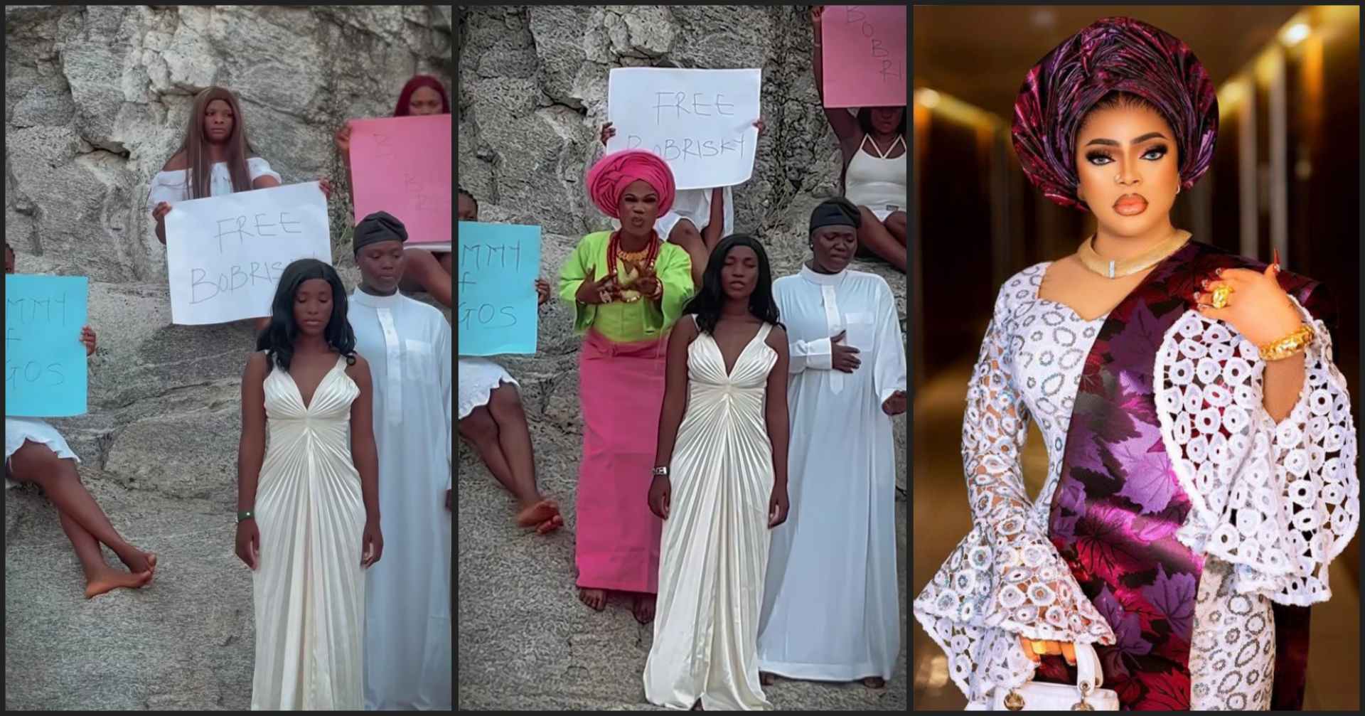 Crossdressers stage protest to demand release of Bobrisky from prison