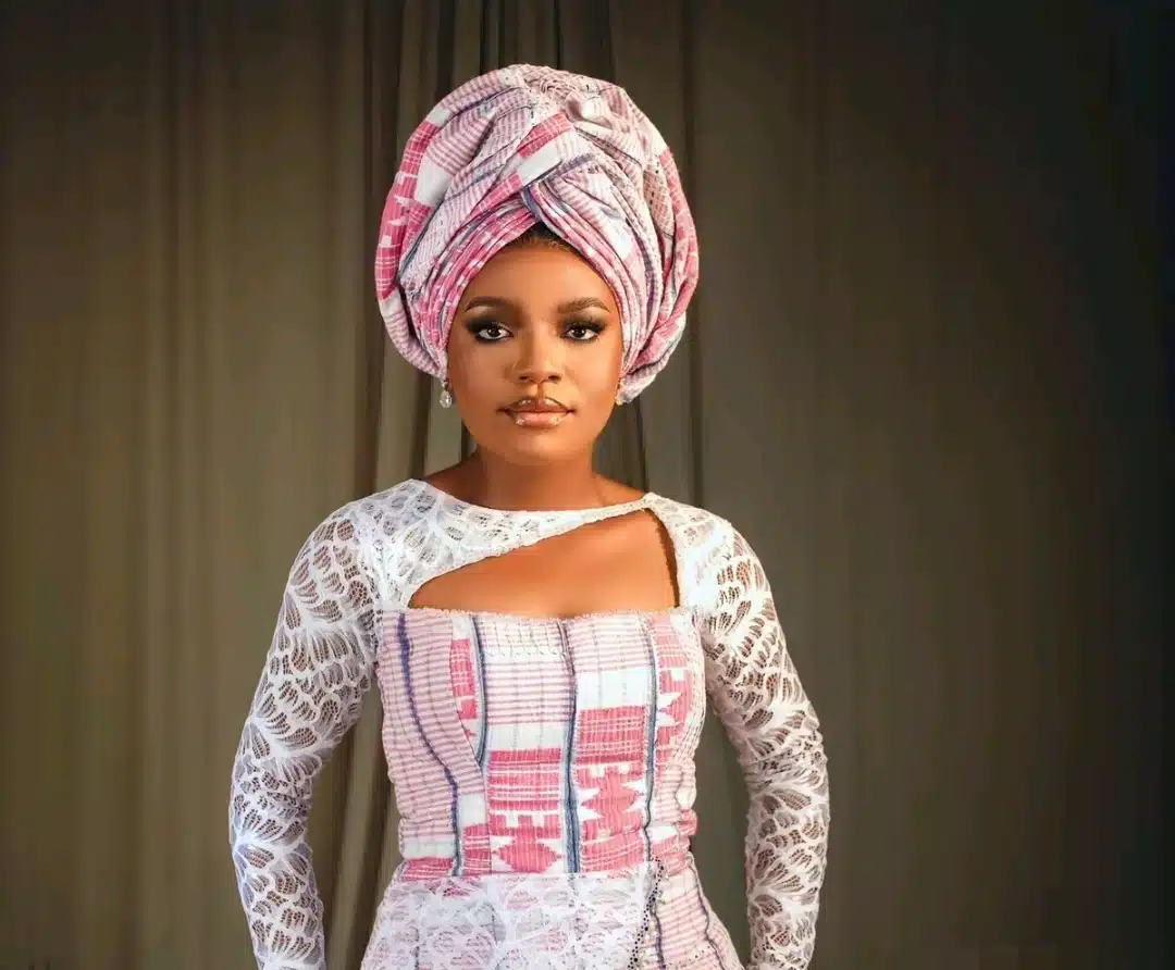 Lady transforms grandmother's Aso Oke into birthday masterpiece