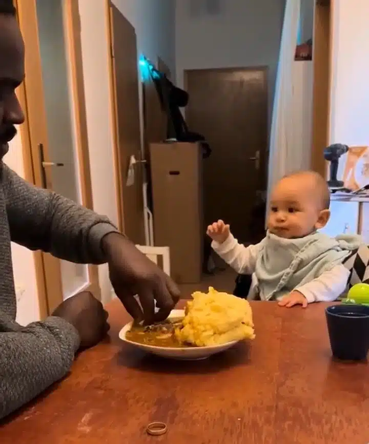 Baby ditches infant formula, rushes eba and draw soup