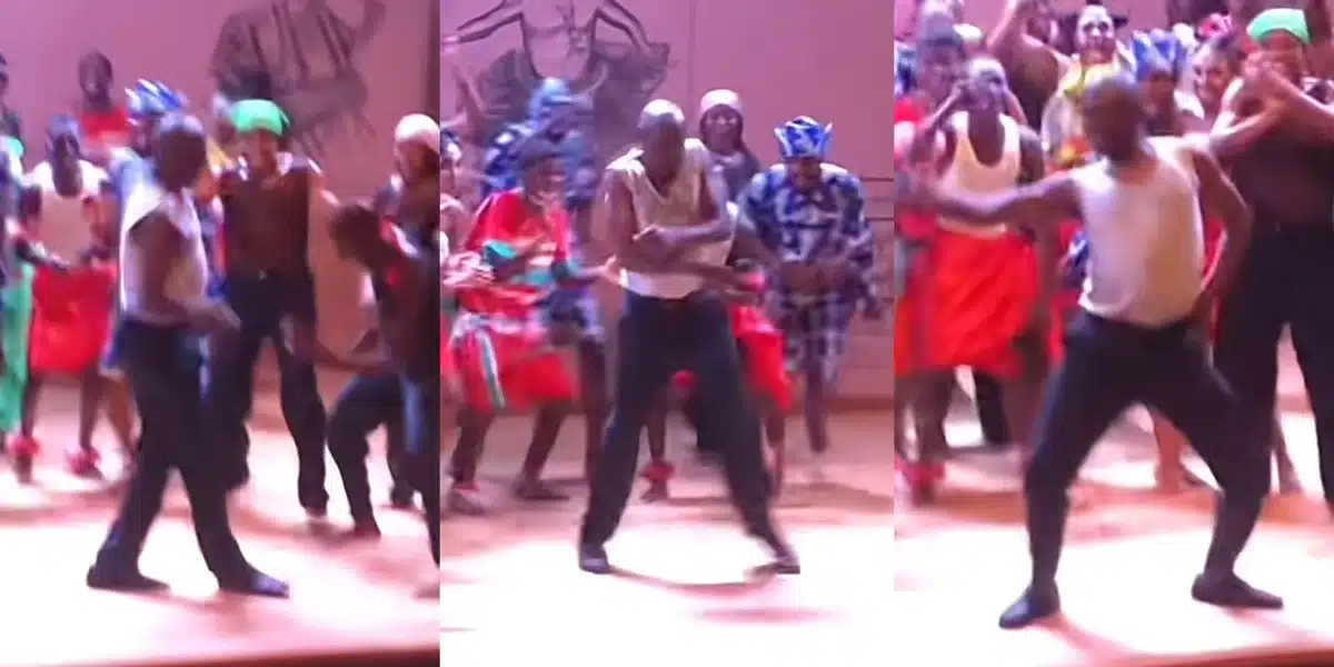 Students hail their jovial lecturer for dancing during a class presentation