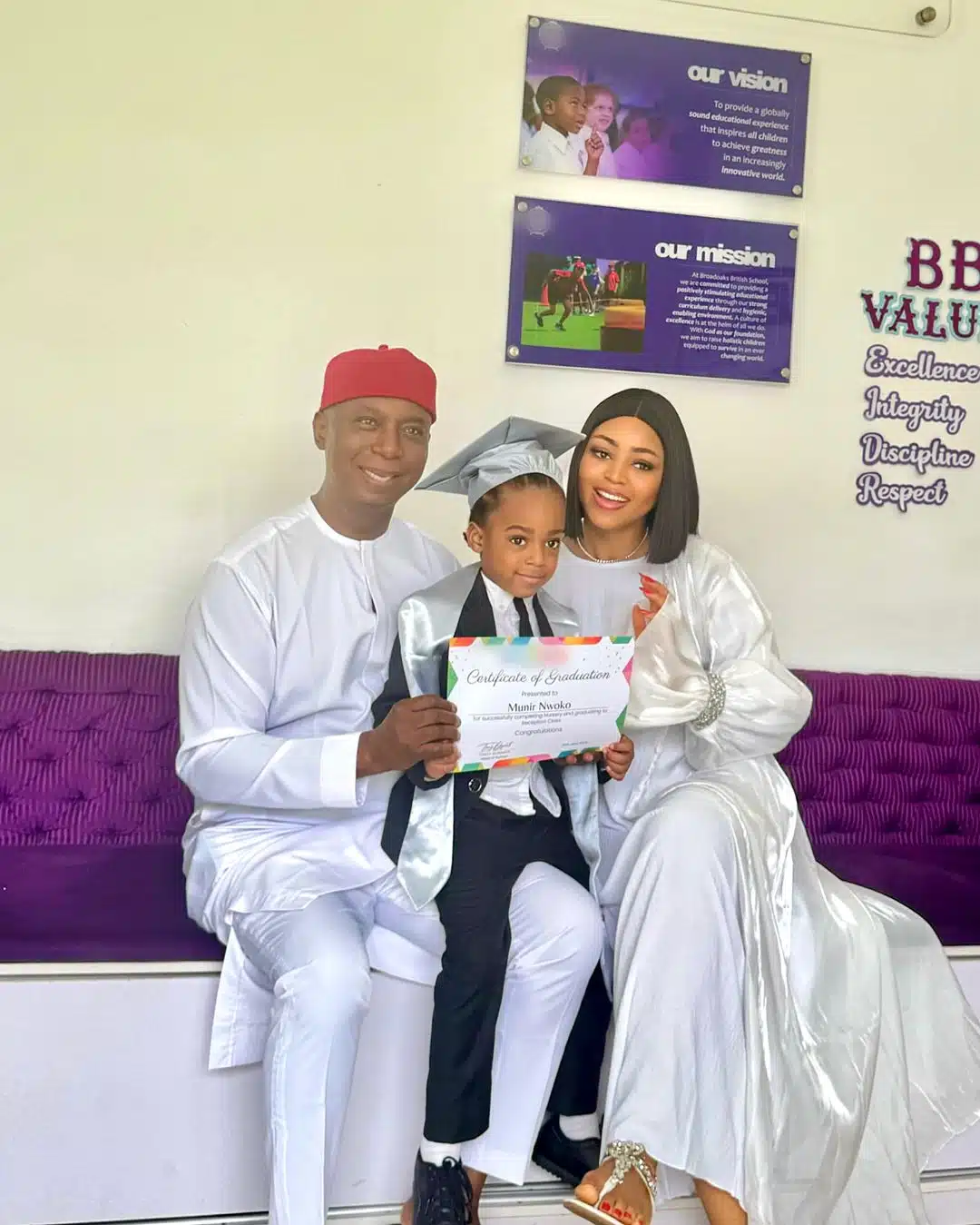 Regina Daniels, husband celebrate as son graduates kindergarten