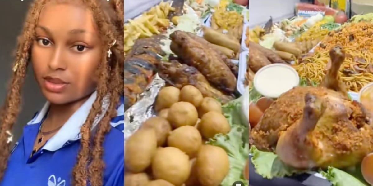 Lady shows off food tray she bought for boyfriend for his birthday