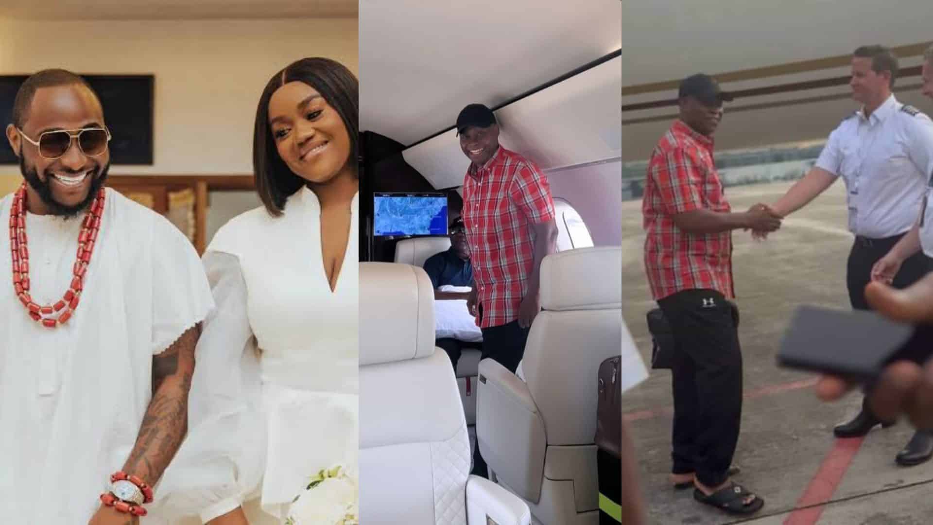 Davido's father touches down in Nigeria on his private jet ahead of son ...